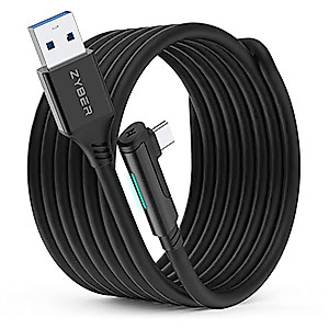 ZYBER Link Cable 16 FT for Meta Quest 2 Quest Pro Pico 4,VR Headset Link Cable for Oculus Quest 2/1 Gaming PC, High Speed USB 3.0 to USB C Cable for PC VR and Steam VR, Black