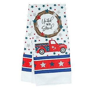 Patriotic Decor - Kitchen Towel Set - Show Your Patriotism with These Beautiful Kitchen Towels - Two Red White and Blue Dish Towels - Americana Home Decoration