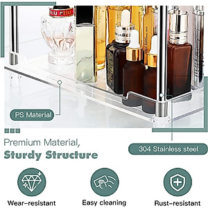 Elebac Bathroom Organizer Countertop Storage 2-Tier Acrylic Vanity Tray, Sink Counter Dresser Makeup Organizer for Cosmetic Skincare Lotion Perfume, Multi-Functional Anti-Slip Organizer for Bathroom