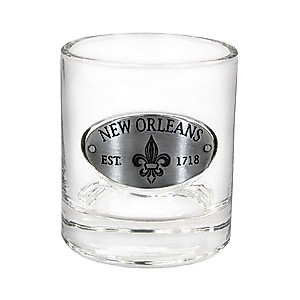 Americaware 10 oz. Whiskey Glass With Etched New Orleans Medallion