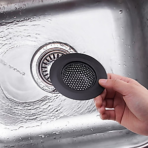 JdikGdik Hair Catcher Shower Drain(4 Pack), Sink Drain Stopper, Bathtub Drain Cover, Sink Strainer for Bathroom and Kitchen, Black, Hair Stopper for Bathtub Drain Cover Size from 1.5'' to 4.45'' (4)