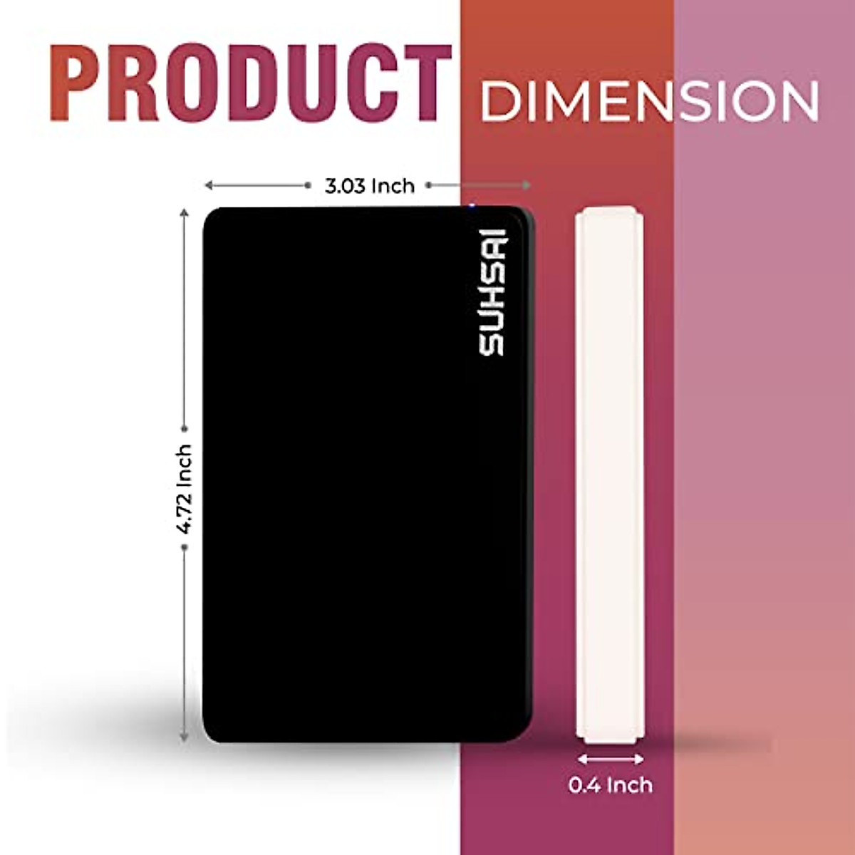 SUHSAI External Hard Drive USB 2.0 Hard Disk Storage and Backup Portable Hard Drive Memory Expansion - Ultra Slim 2.5 inch HDD Compatible with PC, MAC, Laptop, Desktop, Chormebook (250GB, White)