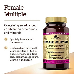 Solgar Female Multiple, 120 Tablets - Multivitamin, Mineral & Herbal Formula for Women - Advanced Phytonutrient - Vegan, Gluten Free, Dairy Free - 40 Servings