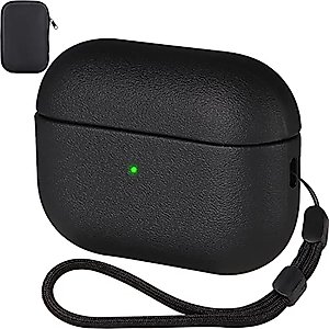 Valkit Compatible AirPods Pro 2nd Generation Case Leather Texture TPU Airpods Pro 2 Protective Case with Lanyard for Women Men Hard Shell Shockproof Cover for Air Pods Pro 2nd Gen 2022 Charging Case