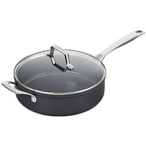 Le Creuset Essential Non-stick Ceramic Sauté Pan with Glass Lid, 4 ¼ qt.