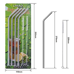 4 Extra Long Stainless Steel Straws for 30 OZ Tumbler + 2 Cleaning Brushes
