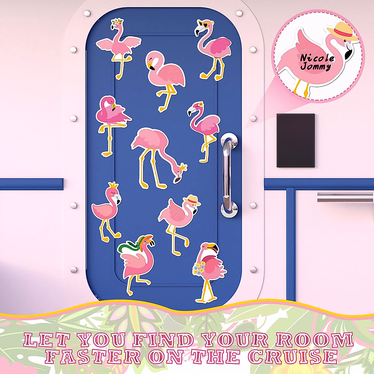 Geiserailie 10 Pieces Summer Flamingo Magnet Cute Cruise Door Magnets Pink Flamingo Fridge Sticker Magnetic Refrigerator Protector Car Decals for Kitchen School Office Whiteboard