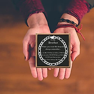 JoycuFF To My Brother Gift,Bracelet for Brother,Christmas Gift for Brother,Chain Bracelet for Men,Chain Bracelet Gift for Brother From Sister Brother,Hip Hop Men Gifts,10 mm Width,7.5 Inches Length