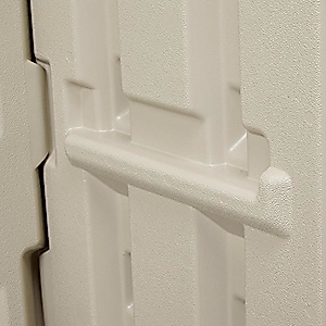 Rubbermaid Large Horizontal Resin Weather Resistant Outdoor Storage Shed, 32 cubic ft., Olive Steel/Sandstone, for Garden/Backyard/Home/Pool