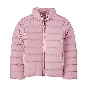 The Children's Place Girls' Medium Weight Puffer Jacket, Wind, Water-Resistant, Rose Quartz, Medium (7/8)