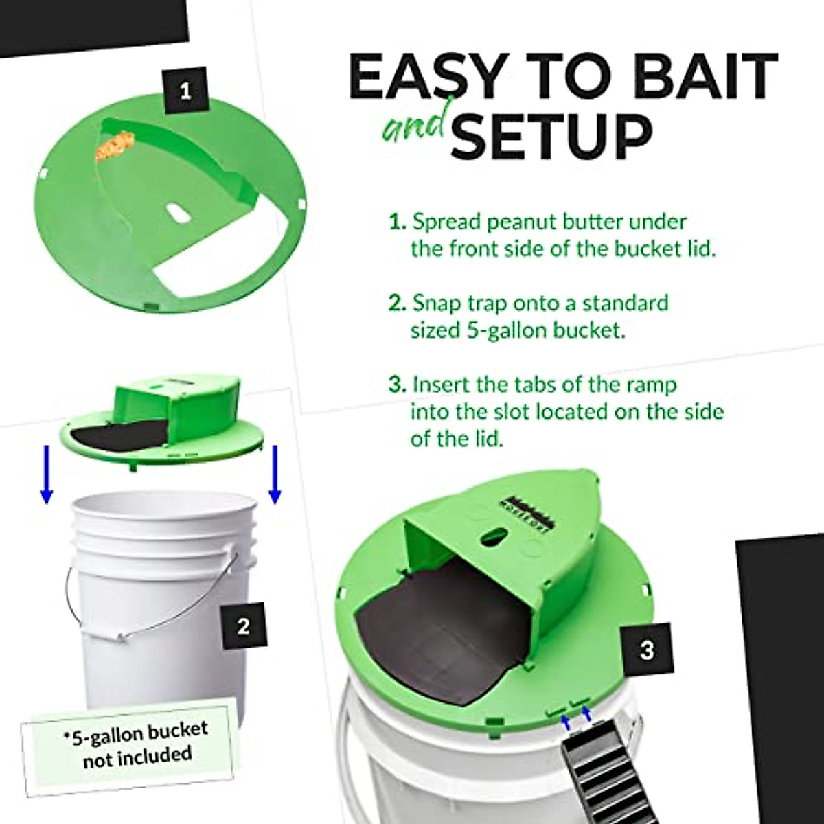 Bucket Lid Mouse Trap - Flip and Slide Humane Mouse Trap with Auto Reset Lid - Fits 5 Gallon Bucket - Multiple Catch Indoor/Outdoor Mousetraps - Reusable Smart Rodent Catcher for Mice & Small Rats