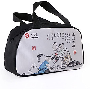 Songyun Go Set with Reversible 19x19 / 13x13 Portable Travel Go Game Set Roll-up and Foldable Artificial Leather Board with 361 Single Convex Ceramic Stones Linen Bundle Pocket Weqi Games