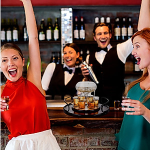 Shot Glass Dispenser Gift Set - Rich Wood Mahogany Serving Tray - 6 Shot Acrylic Glass Dispenser and Holder - Whiskey, Liquids, Drinks, Beverages, Cocktail for Drinking Games, Parties and Bars, Bezrat