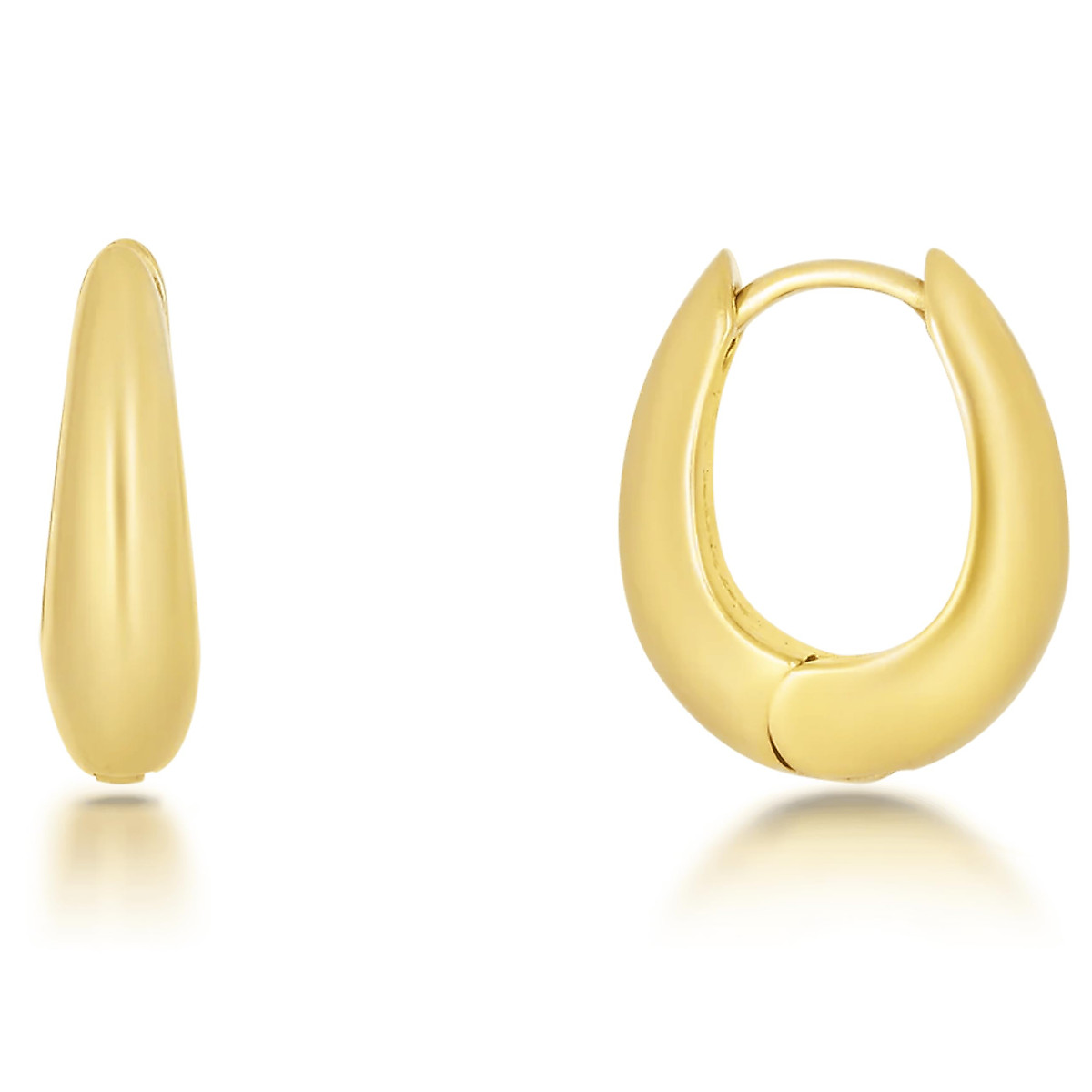 Hey Harper Iris Earrings Gold Huggie Hoop Earrings Dangle Drop - Waterproof & Sweatproof Dainty Gold Hoop Earrings for Women - Heart Pendant Earrings with 14K Golden Color PVD Coating