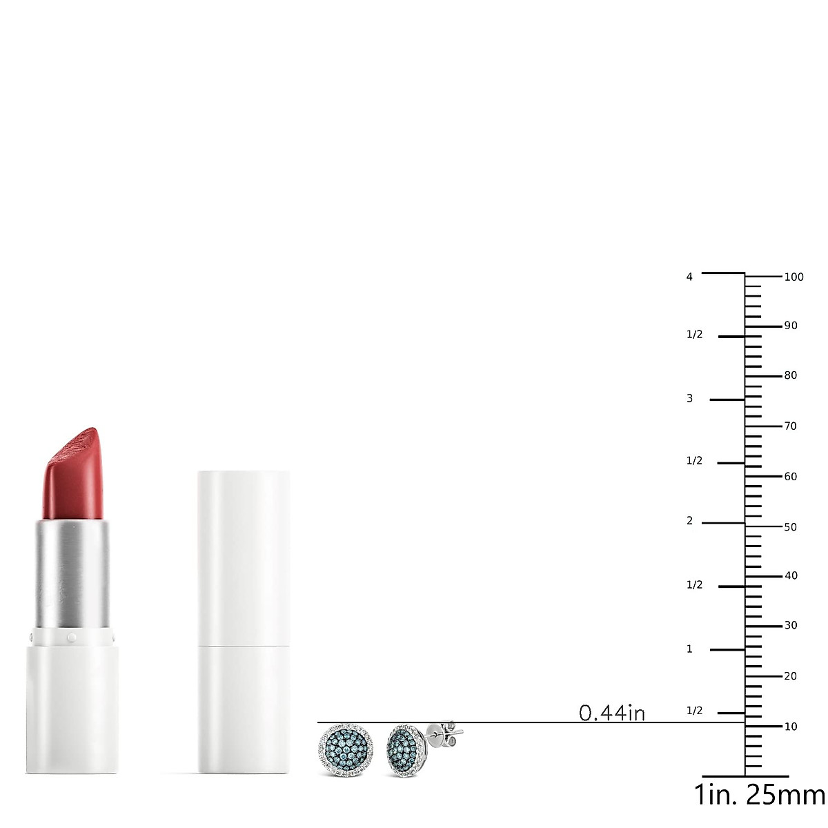 LE VIAN 7/8 Carat White and Blue Diamond Round Halo Stud Earrings with Push Backs for Women in 14k White Gold (H-I/Fancy Blue, SI2-I1, cttw)