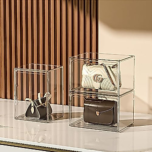 JingPieCle Acrylic Display Shoe Box 3Pack, Ultra Clear Plastic Handbag Storage Organizer for Closet, 360° Fully Transparent Professional Grade Shoe Display Case for Sneakers, Hats, Boots