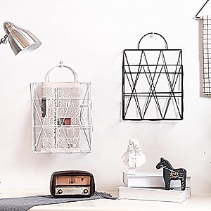 MRBJC Premium Nordic Style Iron Storage Basket,Secure Fastening-Suitable for Newspaper, Paperwork, Magazines, Keepsakes, Toys-Great for Anywhere The Home White 25.5x10x38cm