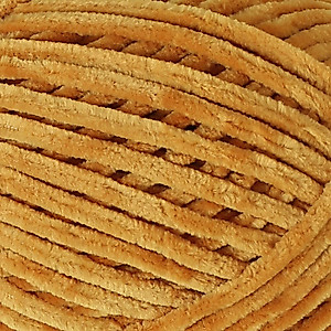 2 Skein La Mia Mellow Velvet Chenille Yarn for Knitting and Crocheting Baby Clothes, Blankets and Accessories, 100% Polyester, 100 gr (3.5 oz) / 115 m (125 Yards), Super Bulky, Dark Yellow - 916