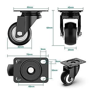 Casters Swivel casters Heavy Duty 1.5Inch Dia Black Polyurethane Swivel Castor Wheels Trolley Furniture Caster Pack of 4 casters Wheels Workbench