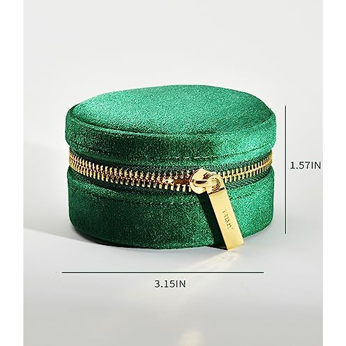 TAIMY Velvet Travel Jewelry Box, Round Small Travel Jewelry Case for Women Girls, Portable Mini Jewelry Travel Organizer Boxes for Rings Earrings Necklaces Bracelets(Dark Emerald)