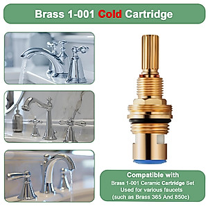 Brass 1-001 Cold Cartridge, Compatible With Brass 1-001 Cartridge, Faucet Cartridge for Bathroom Basin Faucet, Brass Constructio (1-001 Cold Cartridge)