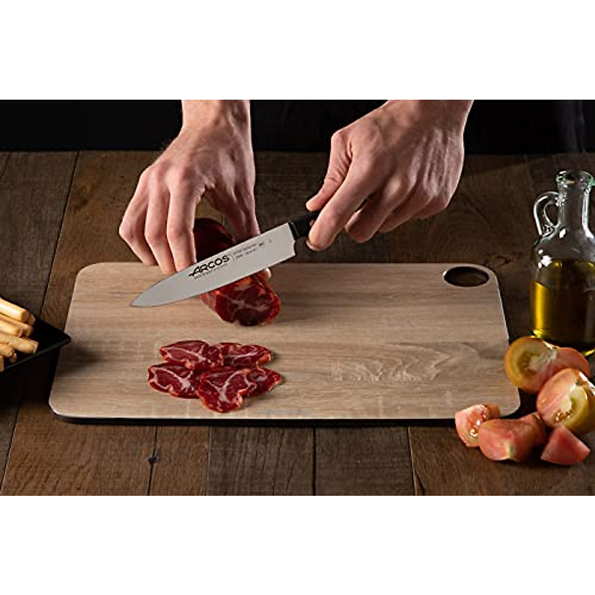 ARCOS Chef Knife 6 Inch Stainless Steel. Cooking Knife to Cut and Peel Small Food. Ergonomic Polyoxymethylene Handle and 150mm Blade. Series Universal. Color Black