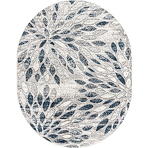 Unique Loom Sumter Collection Area Rug - Rhett (8' x 10' Oval, Gray/Navy Blue)