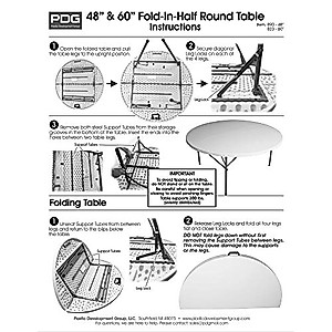 Plastic Development Group 4 Foot Round Folding Multipurpose Banquet Table with Secure Base for Indoor and Outdoor Events, White