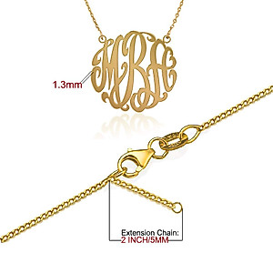 JOELLE JEWELRY Personalized Name Necklace Monogram Initial Sterling Silver-Customized Pendant with Your Initials