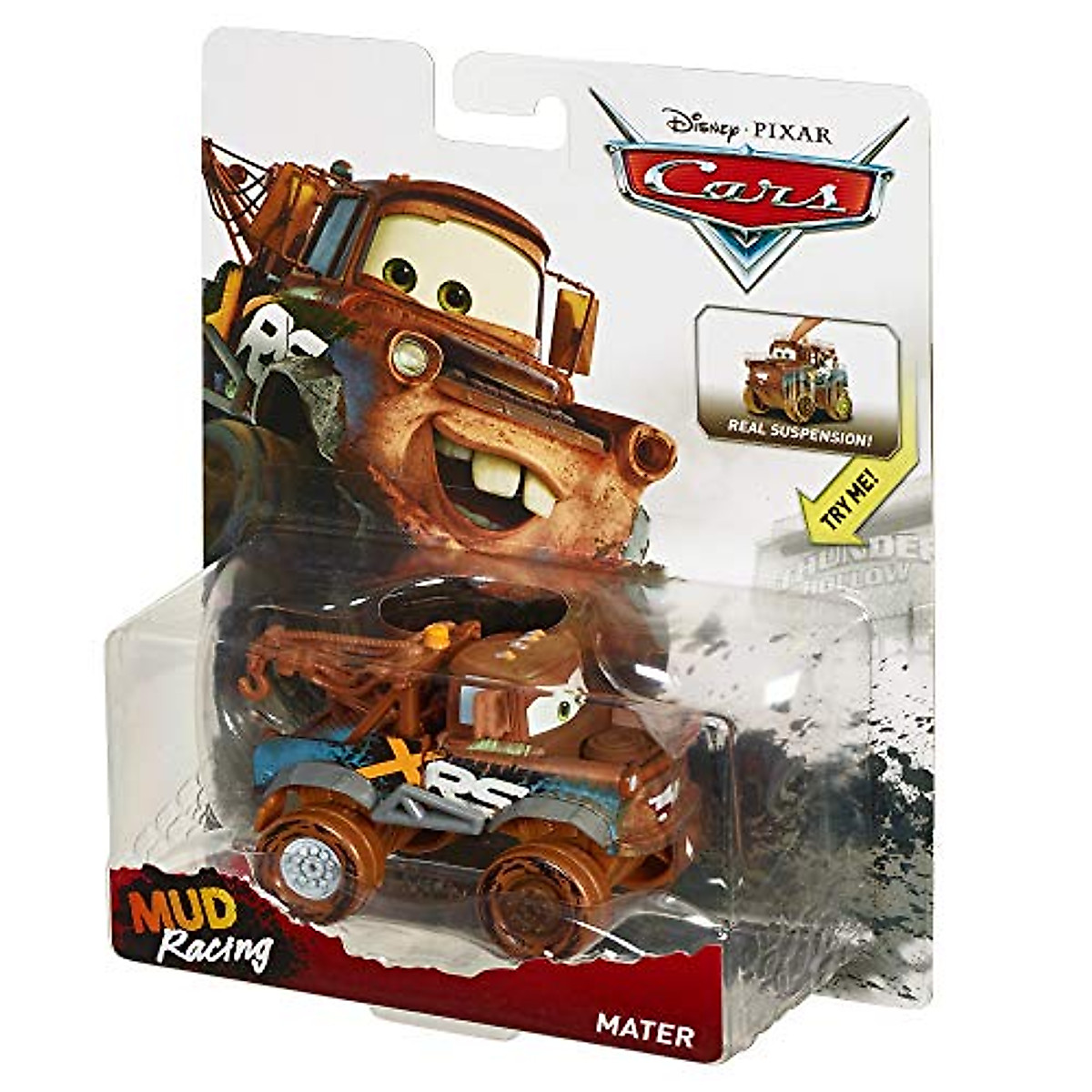 Disney Pixar Cars XRS Mud Racing Mater Oversized 1:55 scale Die-cast, Real Suspension, Off-Road, Dirt-splashed, All-terrain Wheels, 1:55 scale, Ages 3 and up