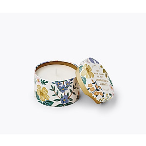 RIFLE PAPER CO. 3 Oz Tin Candle | Festive Occasions and Gatherings with Decorative Box and Festive Labels On Soy Candle Base and 40+ Hour Burn Time, The High Peaks of The Adirondack Forest