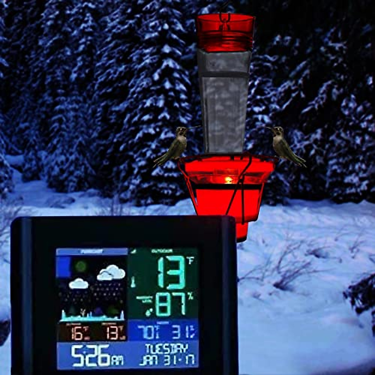 Hummingbird Feeder Heater, Heated Feeders for Outdoors,Bird Heater Attaches to Bottom Feed Hummingbirds in Freezing Weather Winter Outdoor Garden(Feeder NOT Included) Red