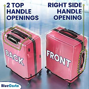 BlueCosto Luggage Cover for Suitcase - 24" Clear PVC Luggage Protector for 24" - 25" Sized Bags - Premium Travel Accessory for Baggage Protection - Universal Cover w/Hook & Loop Closure