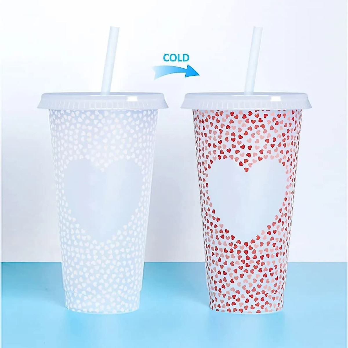 24oz Color-Changing Tumbler (2 pack) love design edition, reusable echo friendly.