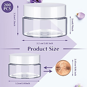 Lanties 200 Pcs 1 oz Empty Bulk Plastic Container Jars with White Lid Leak Proof Round Clear Plastic Jars Small Cosmetic Travel Containers for Storage Makeup Beauty Products Creams Lotion Ointments