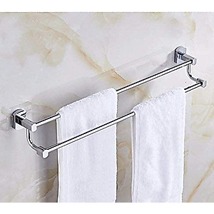 OMOONS Towel Bar Towel Rack Towel Holder Towel Rod-Modern Simplicity Copper Copper Chrome Plating Double Layer Thicken Rack/Silver/70Cm