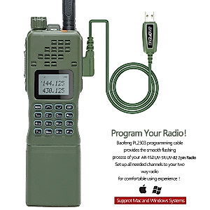 Baofeng AR-152 Military Grade 10 watt Ham Walkie Talkies for adults,long range rechargeable tactical radio with Green Speaker Mic and Tactical antenna full baofeng accessories