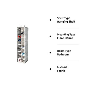 mDesign Soft Fabric Closet Organizer - Holds Shoes, Handbags, Clutches, Accessories - Large, 20 Shelf Over Rod Hanging Storage Unit - Black/Cream