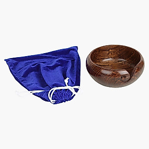 Azwa Nautical Wooden Yarn Bowl, Knitting Yarn Bowl with Holes Storage Handmade to Prevent Slipping, Perfect Yarn Holder Bowl for Crocheting and Knitting Mothers Day Gift 6" x 3"
