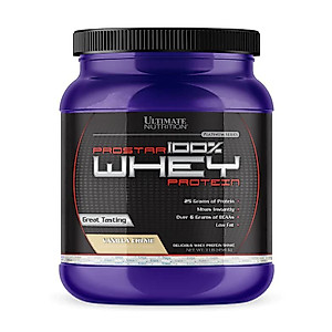 Ultimate Nutrition Prostar Whey Protein Powder, Low Carb Protein Shake with Bcaas, Blend of Whey Protein Isolate Concentrate and Peptides, 25 Grams of Protein, Keto Friendly, 1 Pound, Vanilla Crème