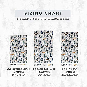 Pobi Baby - 2 Pack Premium Pack N Play Sheets Fitted for Standard Pack and Plays and Mini Cribs - Ultra-Soft Cotton Blend, Stylish Animal Woodland Pattern, Safe and Snug for Baby