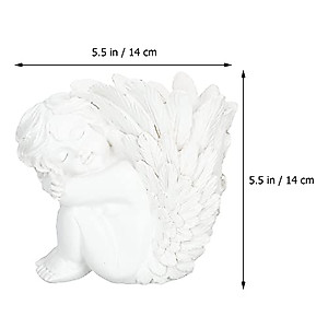 YARDWE Angel Figurine Pen Holder Succulent Planter Pot Angel Head Face Planter Pot Cement Cactus Flower Holder Bonsai Container for Indoor Garden Plants