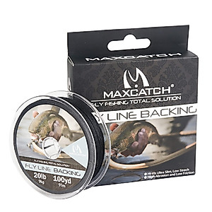 Maxcatch Braided Fly Line Backing for Fly Fishing 20/30lb(White, Yellow, Orange, Black&White, Black&Yellow, Blue, Pink, Green, Purple) (Black, 20lb,300yards)