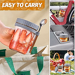 Nialnant Overnight Oats Jars with Lid and Spoon,10 Oz Airtight Overnight Oats Container with Measurement Marks,Mason Jars for Overnight Oats,Fruit,Vegetable