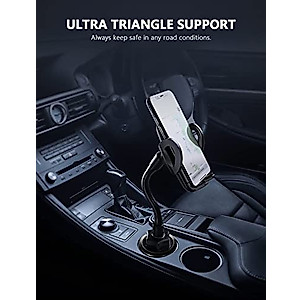 WeGuard Cup Holder Phone Mount, No Shaking Cup Phone Holder for Car Rock Solid Car Phone Holder Mount for Cars, Trucks, SUVs etc, Compatible with iPhone 14 13 Plus Pro Max Samsung All 4-7'' Phones