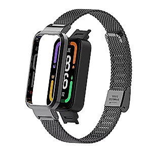 T-BLUER Compatible for Xiaomi Redmi Smart Band Pro Strap,Redmi Smart Band Pro Stainless Steel Metal Replacement Bands Straps Watchband Accessories for Xiaomi Redmi Smart Band Pro Bracelet