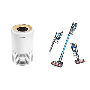 LEVOIT Air Purifiers for Home Allergies and Pets Hair, H13 True HEPA Air Purifier Filter, Vista 200 & LEVOIT 4 in 1 Cordless Vacuum Cleaner 40min-Running for Home Hard Floor Pet Car, Blue & Gary