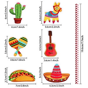 Blulu 72 Pieces Cinco De Mayo Fiesta Paper Striped Straws Mexican Straws for Fun Fiesta Taco Party Supplies, Luau Event Photo Props, Mexican Theme Carnivals Festivals, Wedding, Birthdays Party Favors