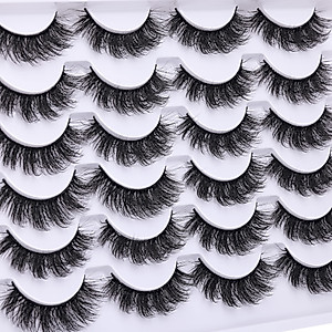 Eyelashes Natural Fluffy Mink Lashes Full of Volume Faux Mink Lashes 3D Effect Thick Volume 16MM Fake Eyelashes Wispy Lashes 12 Pairs