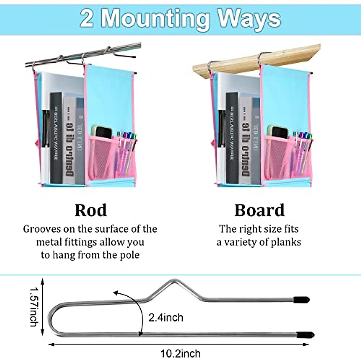 Yetene 2 Pieces Hanging Locker Accessories Shelves Includes 3 Shelf Hanging Locker Organizer and 2 Shelf Hanging Locker Organizer for School Teens Work Gym Closet Lock (Pink, Blue)